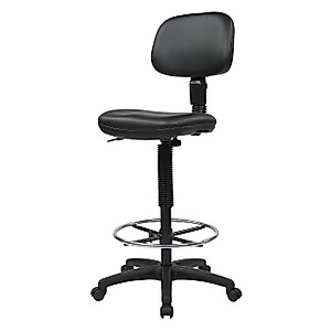 Office Star DC Series Adjustable Drafting Chair with Foot Ring and Sculptured Foam Seat, Black Vinyl