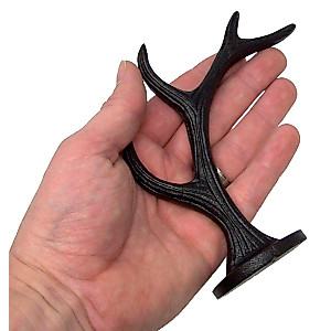 Wowser Four Point Dark Brown Deer Antler Cast Iron Wall Mount Coat Hooks, 5 1/2 Inch, Set of 3