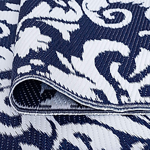 Reversible Plastic Straw, Water Resistant Outdoor Rug 9x12 for Patio, Deck, Porch, Camping, RV | Fade Resistant Outside Area Rugs for Patios | Size 8'10'' x 11'10''