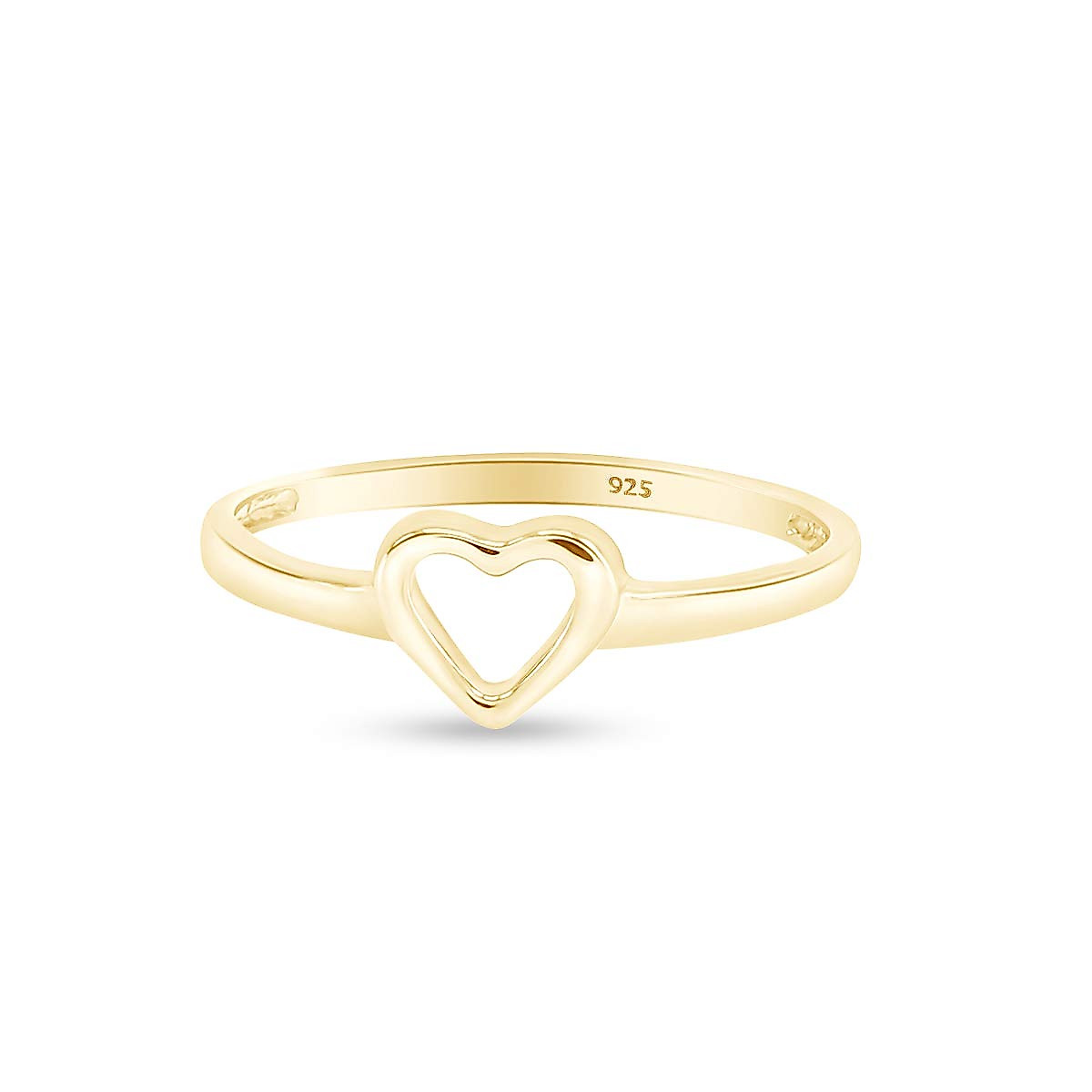 Jewel Zone US 14K Yellow Gold Over Sterling Silver Open Heart Ring Size-7