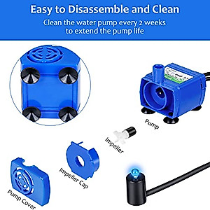 NautyPaws Cat Water Fountain Pump, Extreme Silent Pet Fountain Replacement Pump with 6 ft USB Cable Cord and Cleaning Brush, for 84 oz Automatic Cat Water Fountain, Dog Water Dispenser