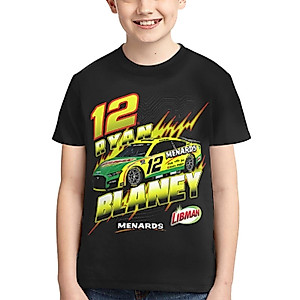 ASFRSH Ryan Blaney 12 Shirt for Teen Girl & Boy Printing Short Sleeve Tee Athletic Classic Shirt Crewneck T-Shirt