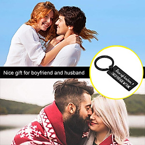 Elechobby Drive Safe Keychain I Need You Here With Me for Husband Dad Boyfriend Gifts Valentines Day Father's day Birthday Gift (Black wider), Medium