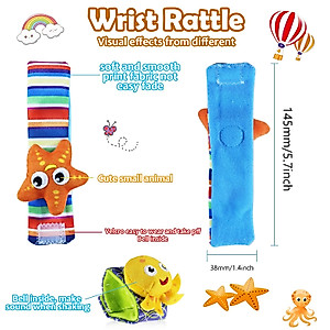 Foot Finders & Wrist Rattles for Infants Developmental Texture Toys for Babies & Baby Toy Socks & Infant Wrist Rattle, Newborn Toys for Baby Boys Girls, Baby Boy Girl Toys 0-3 3-6 6-9 9-18 Months