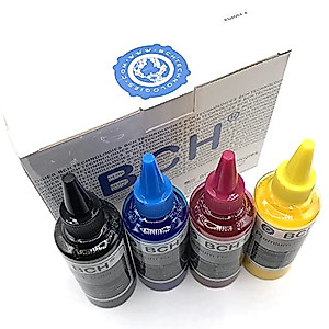BCH Premium DTF Ink for Inkjet Printer Direct to Film Heat Transfer Printing - 400 ml Total (KCMY no White)
