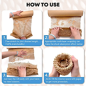 AlexHome Honeycomb Packing Paper,15" W x 200' L,Eco Friendly Biodegradable Bubble Cushioning Wrap,Honeycomb Wrapping Paper,Recyclable Cushioning Packing Material,Packing Paper Roll, Packing Supplies