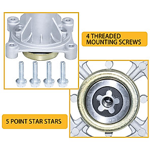BOSFLAG 587125201 Spindle Replaces Husqvarna 587125201 Mandrel Assembly, Husqvarna 532174356, 539107515, 532174358, Craftsman 174356, 174358 for Husqvarna Z246, RZ4623, RZ5424, RZ46I Lawn Tractors