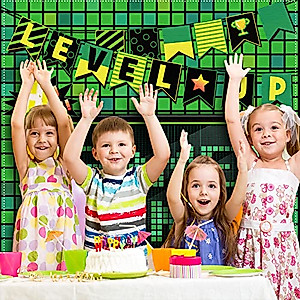 Video Game Party Decoration Video Gaming Photo Door Backdrop Game On Boys Birthday Photo Banner Gamer Room Decor for Game Fans Video Gamer Party Decoration Supplies, 6 x 3 Feet