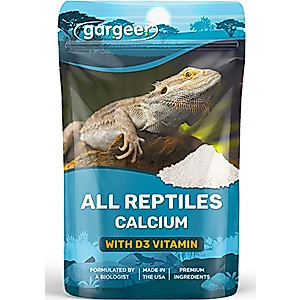 Gargeer 4oz All Reptile Calcium Powder with Vitamin D3, Phosphorus-Free, Ultrafine Powder, Pure Dust & Ready to Use for All Reptiles, Lizards & Amphibians Supplement. Made in The USA. Enjoy !