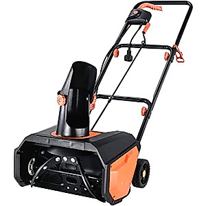 Snow Thrower, 18 Inch Electric Snow Blower, Overload Protection, 13 Amp, Steel Auger, 180° Rotatable Chute, Black & Orange a03