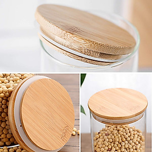 6oz/200ml Clear Glass Food Storage Containers Set Airtight Food Jars with Bamboo Wooden Lids Kitchen Canisters For Sugar, Candy, Cookie, Rice and Spice Jars - Set of 16
