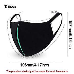 Yiiza Fashion Mouth Protection Unisex Washable and Reusable Cotton Warm Face Protection with Adjustable Bridge Design (3-Pack Black) (1)