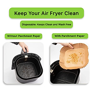 FINECE Air Fryer Liners Round, 100PCS for 2 to 5 Qt Air Fryer Disposable Paper Liner, 6.3 inch Unbleached Non-stick Oil-proof Parchment Paper