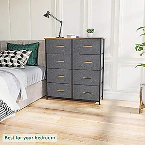 YITAHOME Storage Dresser, Grey & Dresser with 7 Drawers - Fabric Storage Tower, Organizer Unit & Nursery - Sturdy Steel Frame, Wooden Top & Easy Pull Fabric Bins