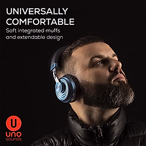 UNOSOUNDS Sport Headset Wireless Bluetooth 5.0 Headphones, AUX Jack 3.5mm, Hands-Free Calls, TF Card, On –Ear Model,Radio Feature (Metallic Black)