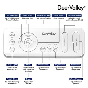 Bidet Seats, DeerValley DV-1S0018 Electronic Bidet Toilet Seat, Smart Toilet Seat with Sensor Seat Heating, Warm Air Dryer, Nightlight, Multiple Wash Methods, Self-Cleaning Nozzle, White