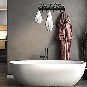 IBosins Towel Rack for Hot Tub Bathroom Towel Holder with 8 Hooks Towel Hanger Wall Mounted for Robes, Clothes, Towels - Hot Tub Accessories Outdoor