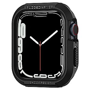 Spigen Rugged Armor Protector Designed for Apple Watch Case Series 8/7 (41mm) and Series SE2/6/SE/5/4 (40mm) - Black