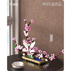 Nifeliz Lilac Bonsai Tree Toy Building Kit and Display Model, Unique Home Flower Bouquet Décor Ideas, A Creative and Relaxing Bonsai Tree Building Project for Adults, Botanical Collection(974 Pieces)