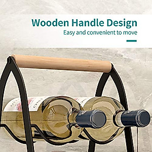 Mecor Countertop Wine Rack, Tabletop Wood Wine Holder for 6 Bottle, 3-Tier Classic Design, Perfect for Home Decor, Bar, Wine Cellar, Basement, Cabinet, Pantry-Set of 1, Wood & Metal, Wood & Iron