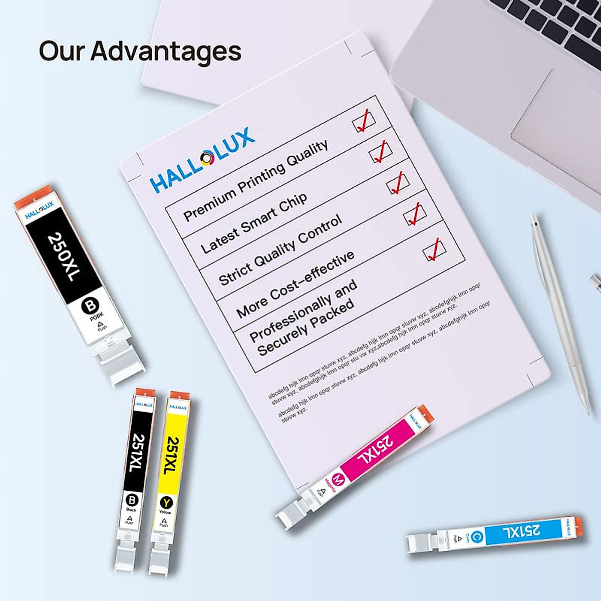 PGI-250XL CLI-251XL for Canon Ink 250 and 251 Cartridges to use with PIXMA MX922, MG5420, MG5520, MG5522, MG6320, MG6620, iP7220 (Black, Cyan, Magenta, Yellow, PGBK)