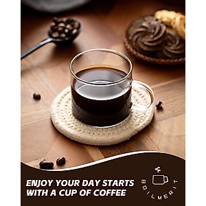 BOILMERIT Espresso Cups Set of 4, 5 oz Small Espresso Shot Glasses with Handle, Clear Espresso Coffee Mugs, Glass Demitasse Cups for Double Espresso or Tea, Coffee Machine, Espresso Accessories