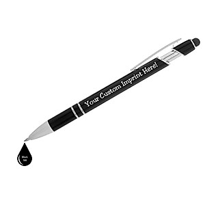 Personalized Pens with Stylus - The Legacy - Custom Metallic Printed Name Pens with Black Ink - Imprinted with Logo or Message - Great Gift Ideas - FREE PERSONALIZATION 12 pcs/pack (Black)