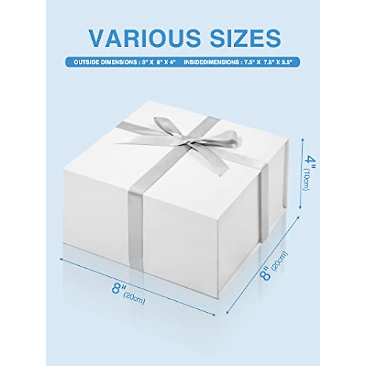 MESHA 8X8X4 Magnetic Gift Box，5PC Gift Boxes for Presents,Gift Box Magnetic Closure,White Gift Boxes with Lids,Magnetic Boxes for Gift,Bridesmaid Proposal Box for Presents