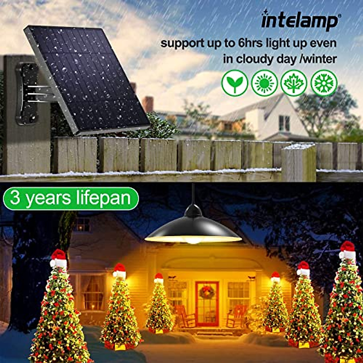 intelamp Solar Pendant Lights, Solar Shed Lights by Remote Control Solar Powered Indoor & Outdoor Lights Hanging Lights for Storage Room Home Yard Porch Balcony