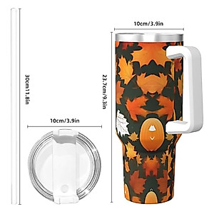HULIBIN Happy Thanksgiving Day Pumpkin Print Double Deck Stainless Steel Travel Coffee Cup With Lid 40 Oz Ice Bully Cup