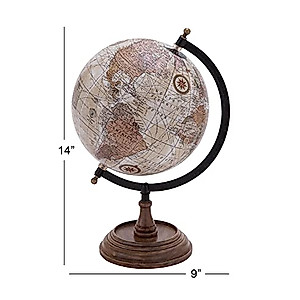 Deco 79 Mango Wood Globe with Wood Base, 9" x 8" x 13", Brown
