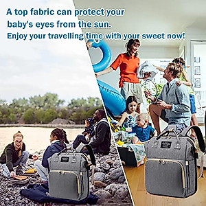 SALIFA Diaper Bag Backpack with Changing Station, Foldable Baby Diaper Bags Large Capacity Waterproof USB Charging Port, Mummy Bag for Baby Boy Girl, Gray