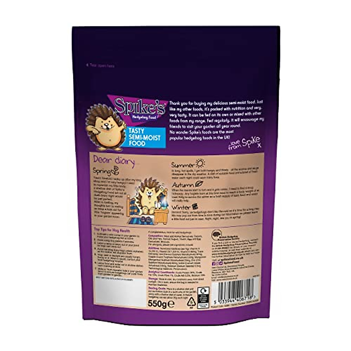 Spikes World Ltd Spikes Semi-moist Hedgehog Food 550g