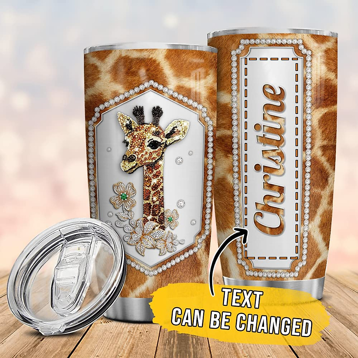 Wassmin Giraffe Tumbler Personalized Giraffes Tumblers Jewelry Drawing Style Stainless Steel Insulated 20oz 30oz Travel Cup Birthday Christmas Gifts For for Animal Lovers Women Girls