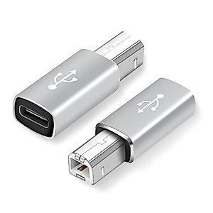 Adaptter USB C Female to Midi Adapter, 2Pack Female USB C to Male USB B Printer Adapter, Compatible with Printers, MIDI, Eectric Pianos, Synthesizers, USB Microphones and More Type-C DevicesLaptops