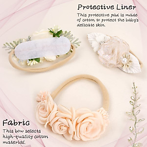 CN Baby Girls Floral Headbands Nylon Flowers Crown Hair Bow Elastic Bands For Newborn Infant Toddlers Kids Pack (white C)