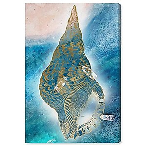 Wynwood Studio Nautical and Coastal Contemporary Canvas Wall Art Sound of Waves II Living Room Bedroom and Bathroom Home Decor 24 in x 36 in Blue and Gold