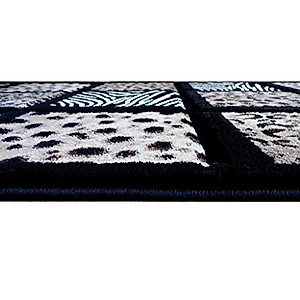 Masada Masada Rugs 3'x10' Animal Prints Runner Rug - Design S251 Black