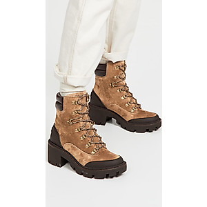 Tory Burch Women's Lug Sole Hiker Ankle Boots, ALCE/Coconut, Tan, 10 Medium US