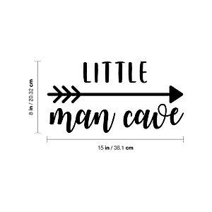 Vinyl Wall Art Decal - Little Man Cave - 8" x 15" - Trendy Inspiring Lovely Kids Quote Sticker for Home Boys Room Toddlers Bedroom Nursery Playroom Kindergarten Daycare Fun Decor (Black)