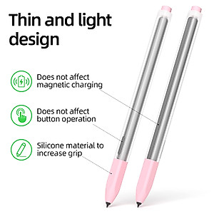 Joosko Compatible with Samsung Galaxy Tab S7/S7+/S7 FE/S8/S8+/S8 Ultra/S9/S9+/S9 Ultra Pencil Case S Pen Case, Silicone Translucent Non-Slip Cover. (Pink)