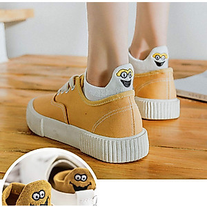 IBEILLI Women Cute Socks 10 Pairs Cotton Kawaii Embroidered Funny Low Cut Socks for Women Girls Ankle Socks (Sesame 10 Pack Street with Gift Box)