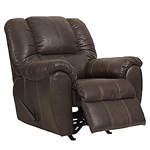 Signature Design by Ashley McGann Modern Faux Leather Manual Pull Rocker Recliner, Brown