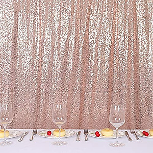 TRLYC Rose Gold Sequin Backdrop Curtains 2 Panels 2x8ft Glitter Rose Gold Curtains Decoration for Wedding Dirthday Party Christmas