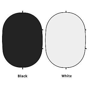 FOTOCREAT-5x6.5ft(1.5x2m) Black/White Double-Sided Pop-Up Collapsible Backdrop -Reflector Photo Backdrop Background for Video & Photo