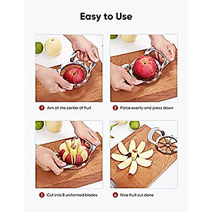 Greatly Quicken Slicing Apple Cutter Slicer, HEAVY DUTY Apple Corer Divider 8-Blade Stainless Steel TREBLEWIND