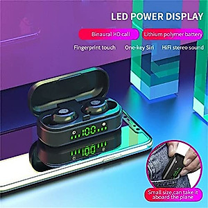 Wireless Earbuds Blue-Tooth 5.0 Earbuds Wireless Charging Case with LED Digital Display, Mini Stereo Headphones in-Ear Ear Buds Sport Headsets Running Headphones for All Smartphones (A)