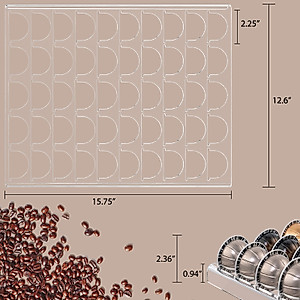 Sumerflos Clear Coffee Pod Holder Storage Tray 15.75" L x 12.6" W for Vertuoline Capsule, Drawer Insert Organizer Holds 50 Pods Counter Organizer of Kitchen, Home, Office