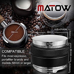 MATOW 58mm Coffee Distributor & Tamper, Dual Head Coffee Leveler Fits for Portafilter, Increased Adjustable Depth- Professional Espresso Hand Tampers