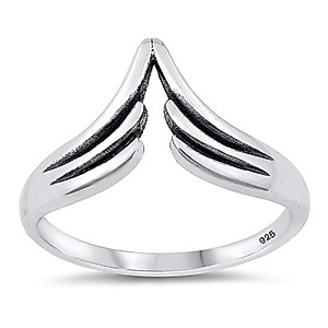 Unique Inverted Wing Chevron Ring New .925 Sterling Silver Band Size 5